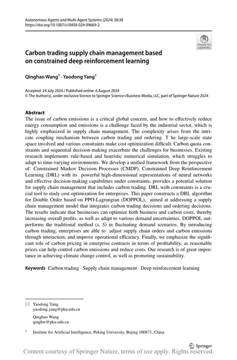 Carbon Trading Supply Chain Management Based On Constrained Deep Reinforcement Learning