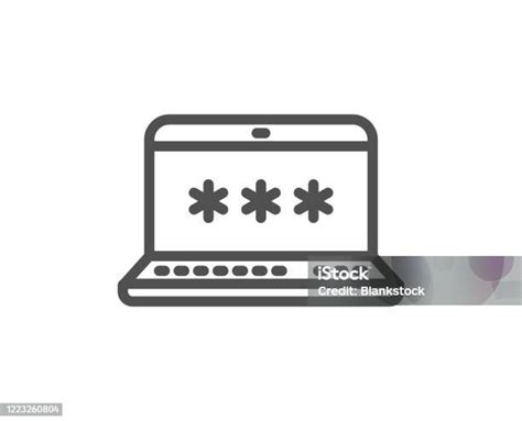 노트북 암호 라인 아이콘입니다 사이버 방어 표지판 벡터 0명에 대한 스톡 벡터 아트 및 기타 이미지 0명 고급 기포 Istock
