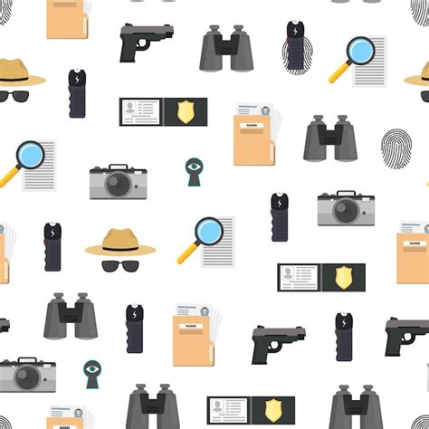 Premium Vector Cartoon Color Detective Seamless Pattern Background Vector