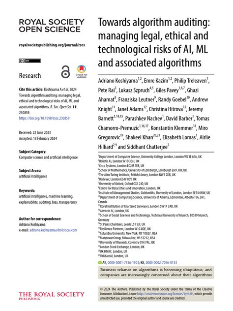 Koshiyama Et Al 2024 Towards Algorithm Auditing Managing Legal Ethical