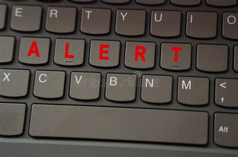 On The Black Keyboard The Inscription Is Highlighted In Red Alert Stock Image Image Of Risk