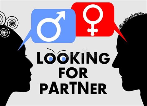 Looking For Partner Dating Banner With Woman And Man Face Silhouette Looking For Partner Dating Banner With Woman And Man Face Silhouette