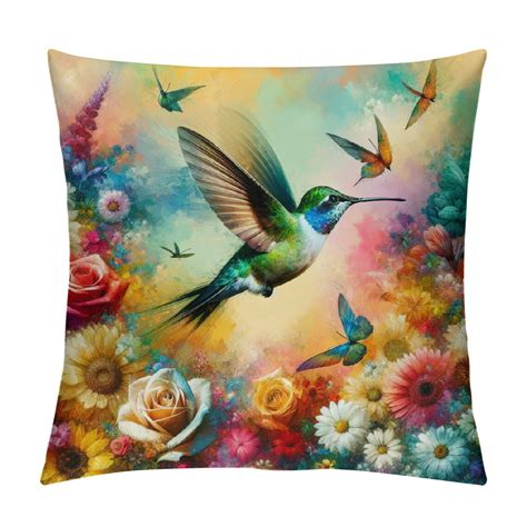 Creowell Spring Floral Birds Throw Pillow Covers 18 X 18 Inch
