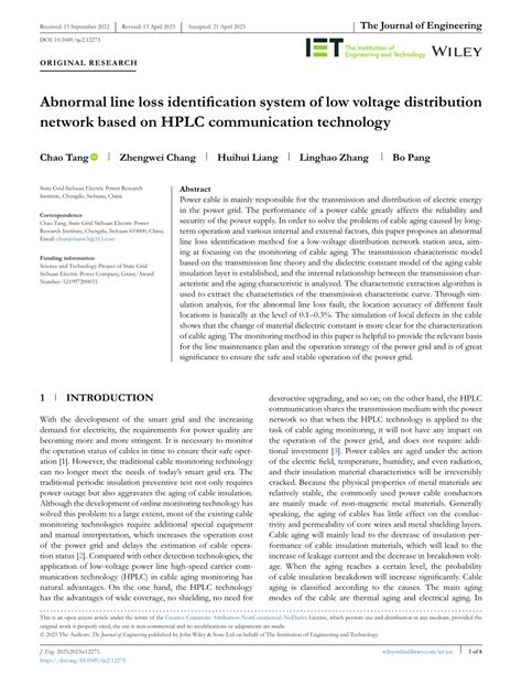Pdf Abnormal Line Loss Identification System Of Low Voltage Distribution Network Based On Hplc