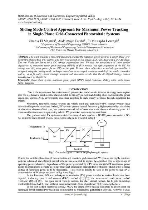 Pdf Sliding Mode Control Approach For Maximum Power Tracking In