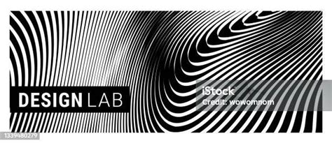 텍스트와 프레임 광학 효과와 장식 배경 웨이브 라인 패턴의 벡터 추상 흑백 그림 디자인에 대한 스톡 벡터 아트 및 기타 이미지 디자인 추상적인 패턴 Istock