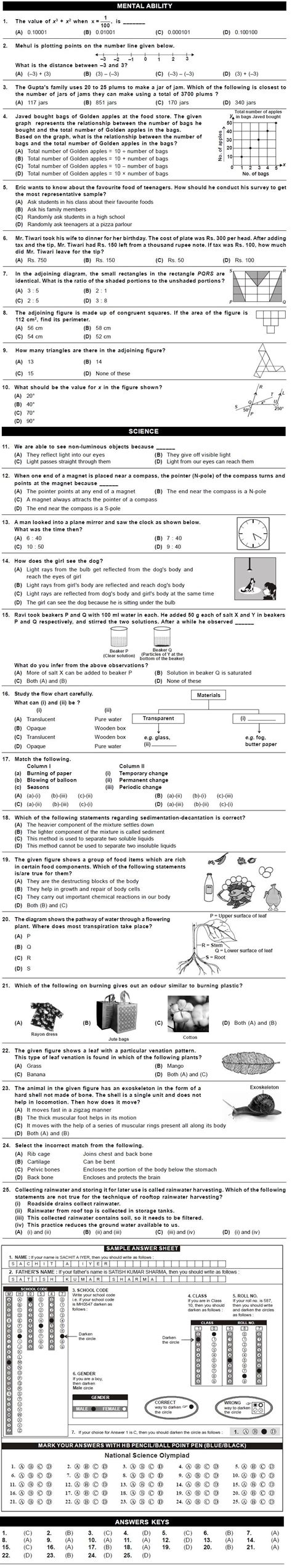 Nso Sample Papers For Class 6 Indcareer Schools
