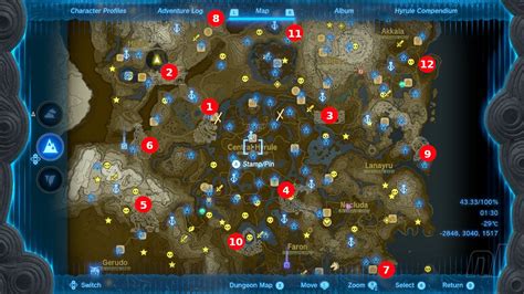 Zelda Tears Of The Kingdom All Dragons Tears Memory Locations Карта Геоглифы