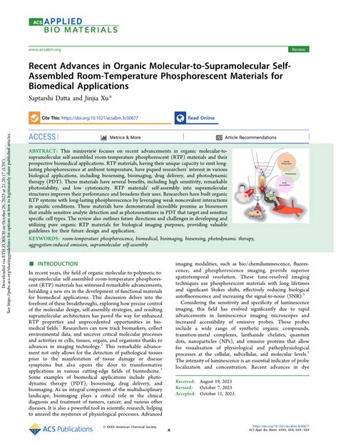 Pdf Recent Advances In Organic Molecular To Supramolecular Self