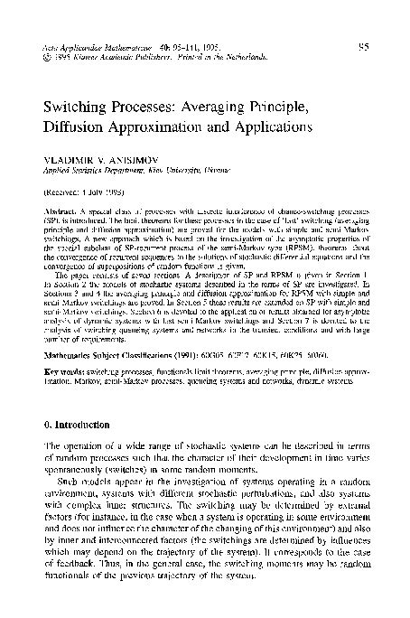 Pdf Switching Processes Averaging Principle Diffusion Approximation
