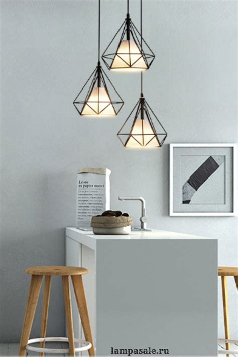 Освещение в интерьере кухни скандинавский стиль лофт Подвесной светильник Diamond White 25cm