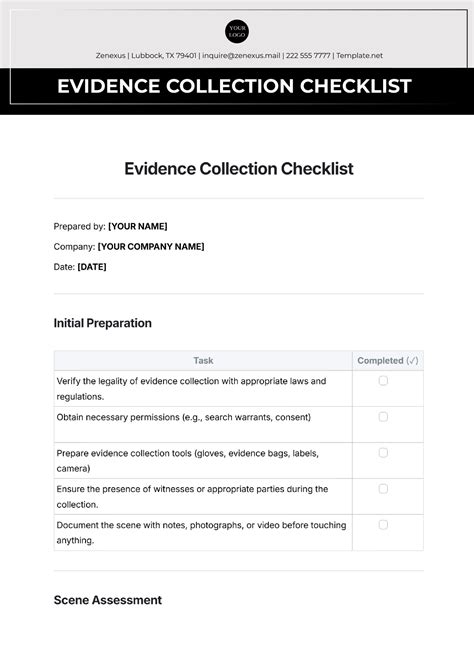 Free Evidence Collection Checklist Template To Edit Online