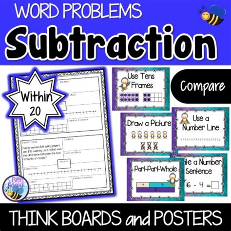 Subtraction Word Problems Within Compare Think Boards Posters Made By Teachers