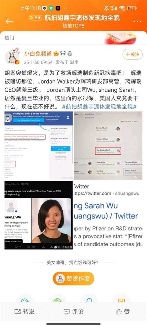 花岗岩 on Twitter 国内明白人很多辉瑞与中共的联系之深从这个中共安插在辉瑞里的Wu Shuang Sarah这个人可以看出
