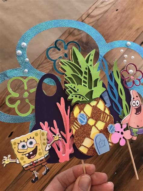 Spongebob Inspired Cake Topper Cake Topper Spongebob Etsy Spongebob Spongebob Birthday Topper