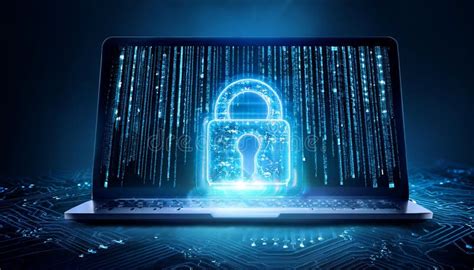 Laptop With Colorful Hologram Interface Binary Code Internet And