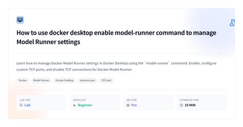 Docker Desktop 에서 Model Runner 명령어를 사용하여 Model Runner 설정 관리 방법 Docker