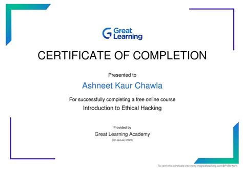 Greatlearningacademy Greatlearning Glacertificate Ethicalhacking Ashneet Kaur Chawla