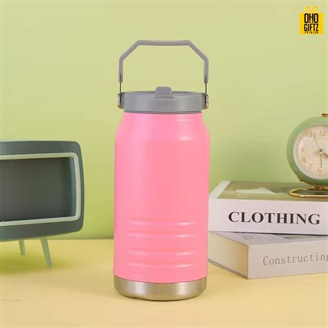 กระบอกสแตนเลสเก็บอุณหภูมิมีหูหิ้ว สกรีนโลโก้ ทำเป็นของพรีเมี่ยมได้