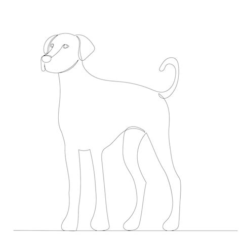 하나의 연속 라인 고립 된 벡터에 개 그리기 프리미엄 벡터