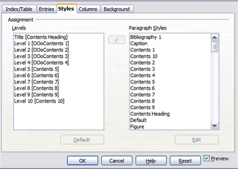 using the styles columns and background pages apache openoffice wiki