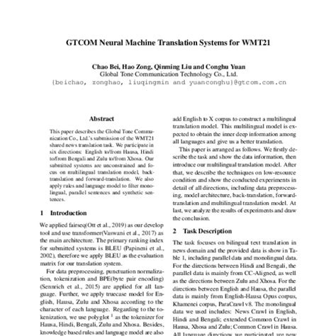 Gtcom Neural Machine Translation Systems For Wmt21 Acl Anthology