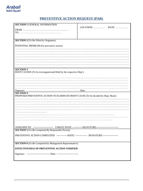 Preventive Action Request Pdf Preventive Action Request Pdf