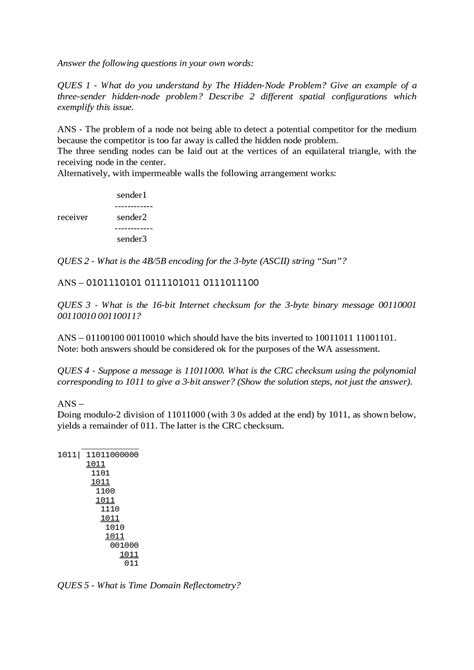 Computer Networking Week 3 Assignment Docsity