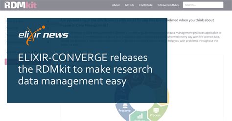 Elixir Converge Releases The Rdmkit To Make Research Data Management