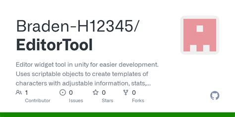 Github Braden H12345editortool Editor Widget Tool In Unity For Easier Development Uses