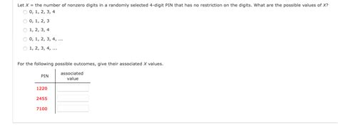 Solved Let X The Number Of Nonzero Digits In A Randomly