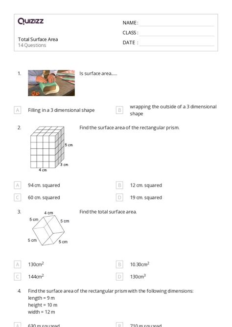 50 Surface Area Worksheets On Quizizz Free And Printable