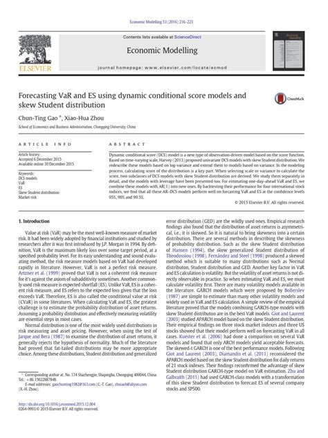 Forecasting Var And Es Using Dynamic Conditional Score Models And Skew