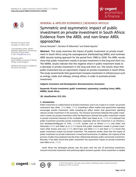 Pdf Symmetric And Asymmetric Impact Of Public Investment On Private