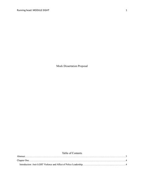 Mock Dissertation Proposal Running Head MODULE EIGHT Mock Dissertation Proposal Studocu