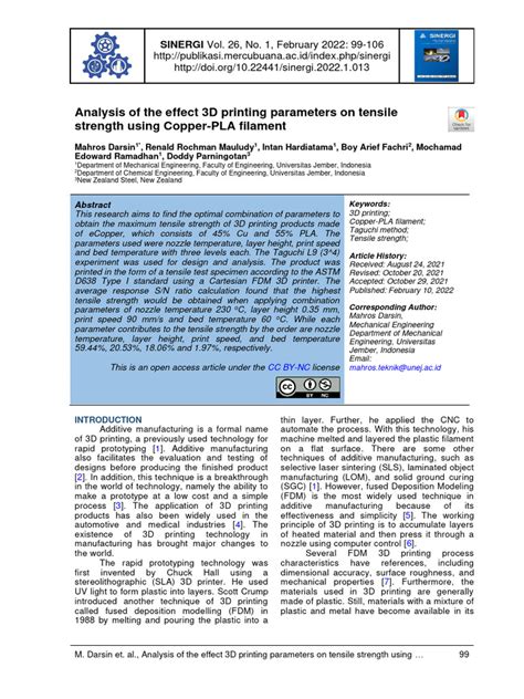 Analysis Of The Effect 3d Printing Param Pdf