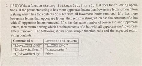Solved 2 13 Write A Function String Letters String S