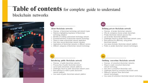 Table Of Contents For Complete Guide To Understand Blockchain Networks Bct Ss Ppt Template