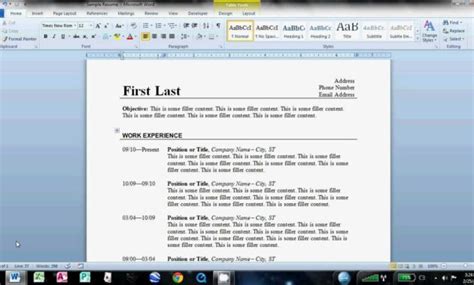 How To Make An Easy Resume In Microsoft Word Youtube Regarding How To Create A Cv Template In