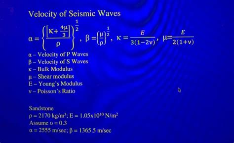 Solved 1 Calculate The P And S Wave Velocities In The