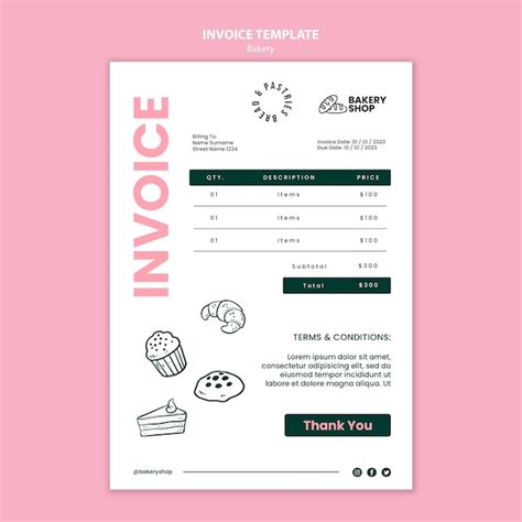 Free Psd Baked Goods Invoice Template