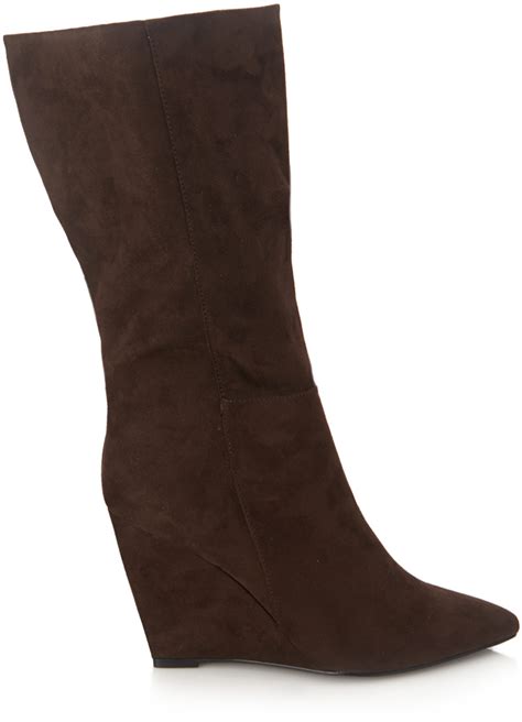 Forever 21 Faux Suede Wedge Boots 37 Forever 21 Lookastic