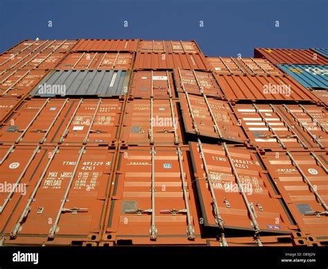 Shipping Containers Crates Metal Steel Stacked Stock Photo Alamy