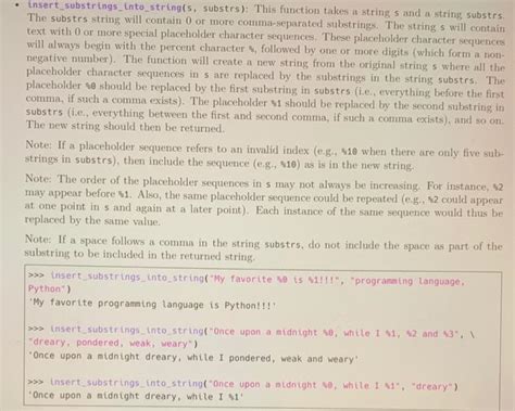 Solved Insert Substrings Into String S Substrs This Chegg
