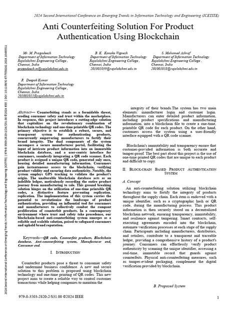 Anti Counterfeiting Solution For Product Authentication Using Blockchain Pdf Authentication