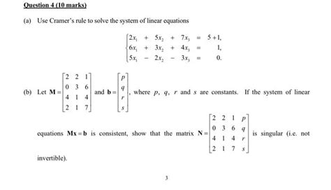 solved a use cramer s rule to solve the system of linear
