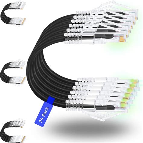 Rapink Patch Cables Cat6 Cat6a 0 5ft 24 Pack Slim Cat6a Ethernet Patch Cable 10g