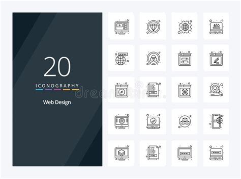 20 Web Design Outline Icon For Presentation Stock Vector Illustration Of Browser Luxury