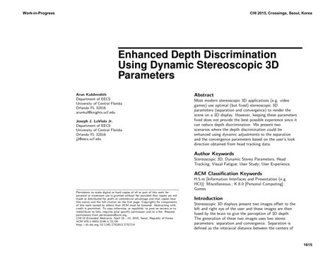 Pdf Enhanced Depth Discrimination Using Dynamic Stereoscopic 3d