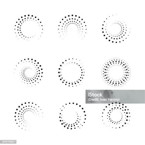 하프톤 나선형 프레임 세트 로고 디자인 요소 또는 추상적인 배경입니다 벡터 그림입니다 0명에 대한 스톡 벡터 아트 및 기타 이미지 0명 기포 기하 도형 Istock